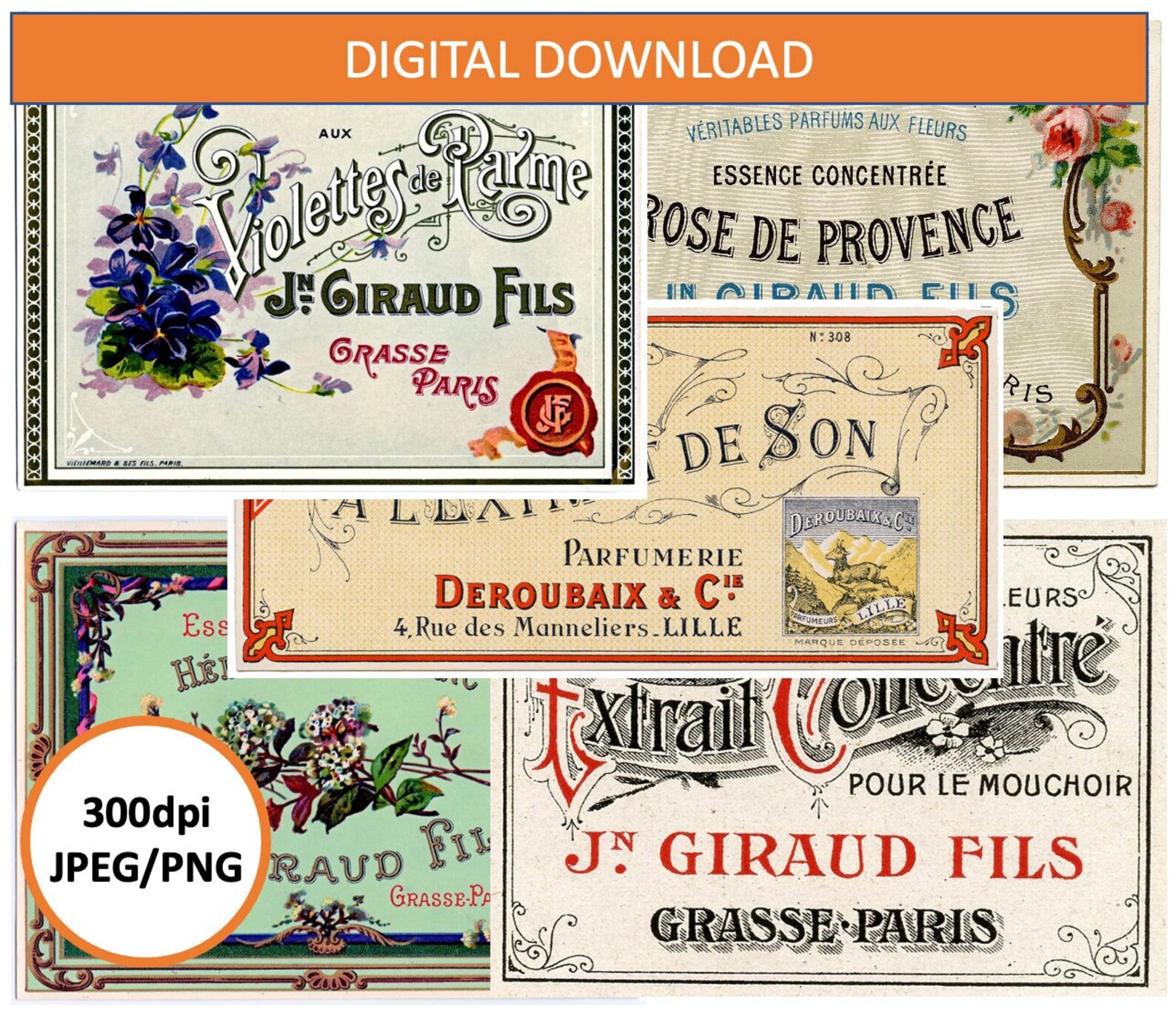 Digital Download - 5 Vintage French Soap/perfume Label Images. - Etsy
