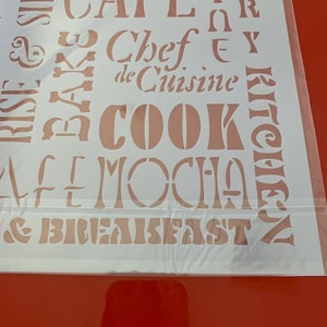 A4 Large Kitchen/cooking Themed Stencil for Scrapbooking, Decorating ...