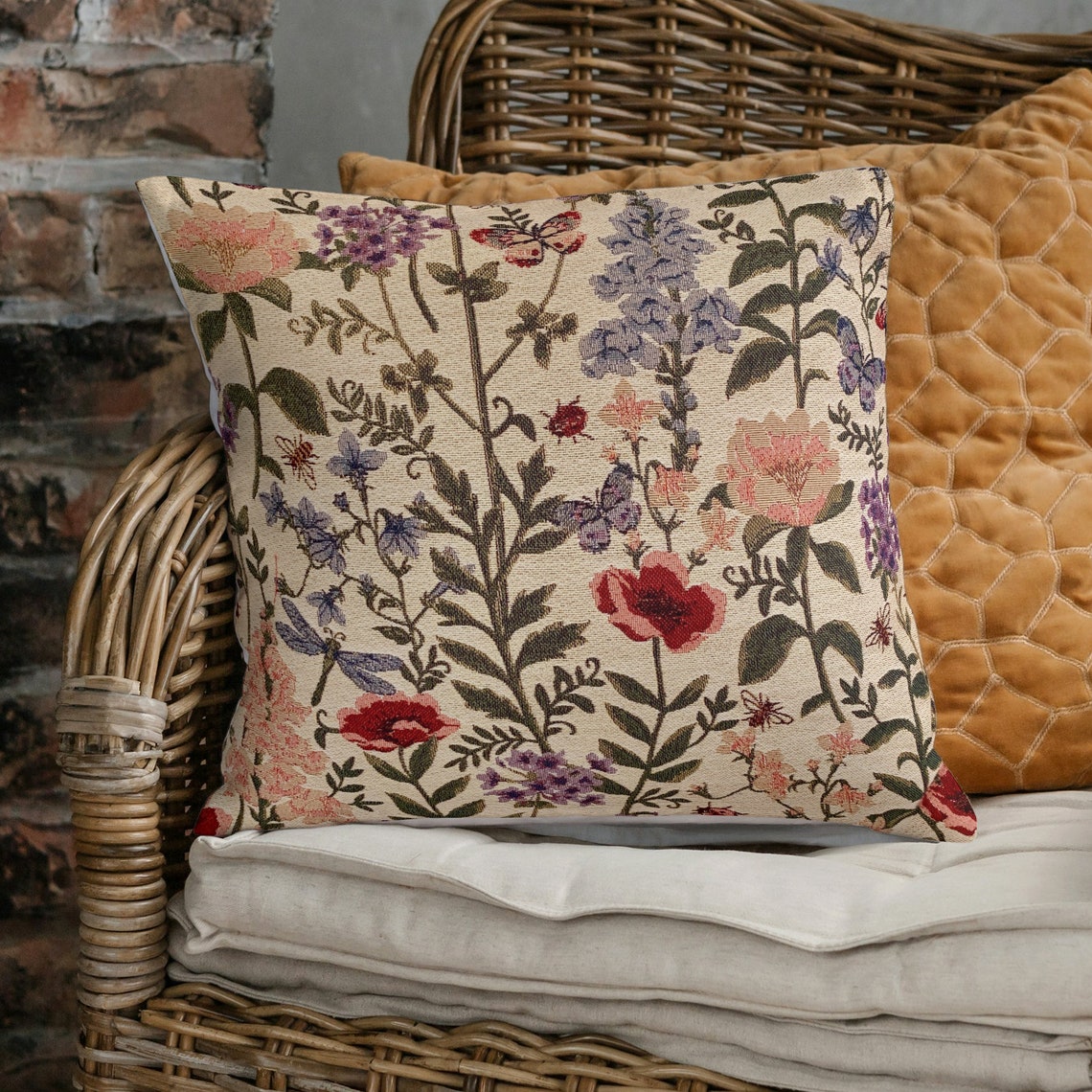 Victorian Floral Cushion Covers | Cottage Decor | Tapestry Fabric ...