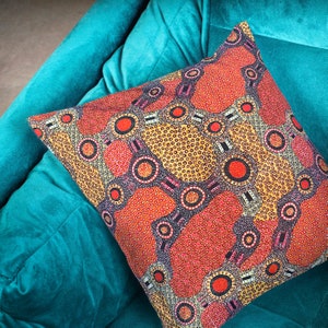 Aboriginal Artist Orange Cushion Covers | Yijan "water Dreaming" Design ...