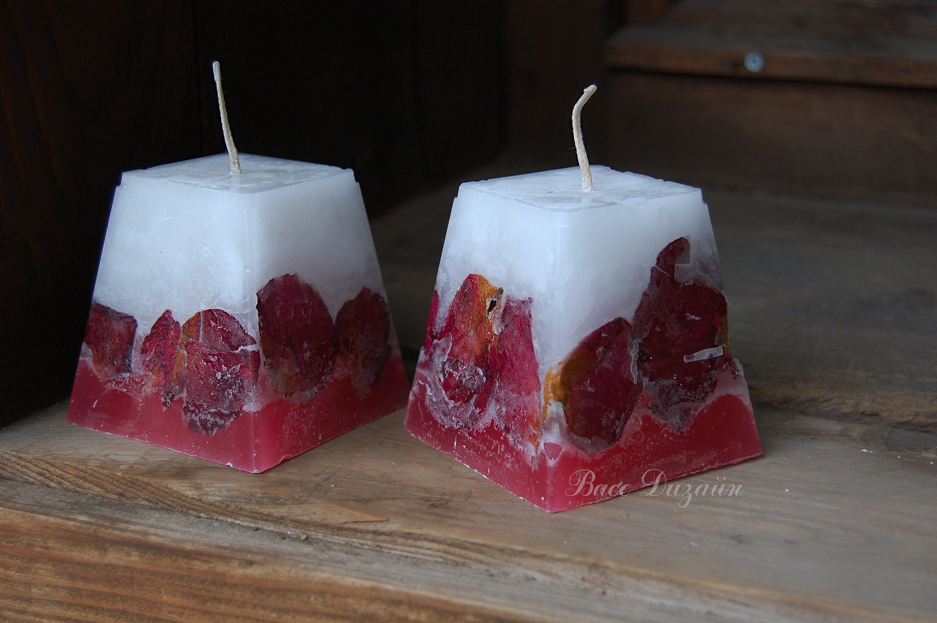 Velas rojas con pétalos de rosa vela de rosa velas con - Etsy España