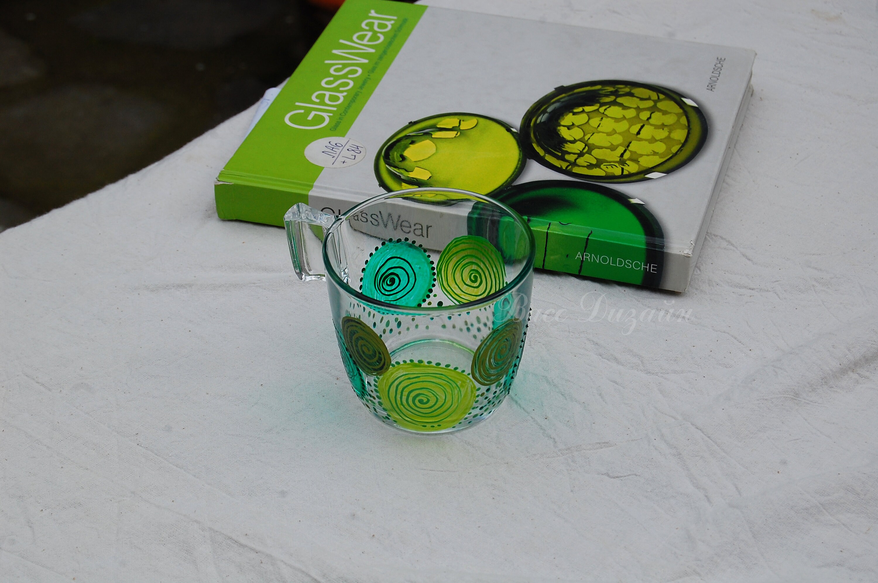 Green Glass Cup, Handpainted Glass, Little Green Cup, Colorful Cup ...
