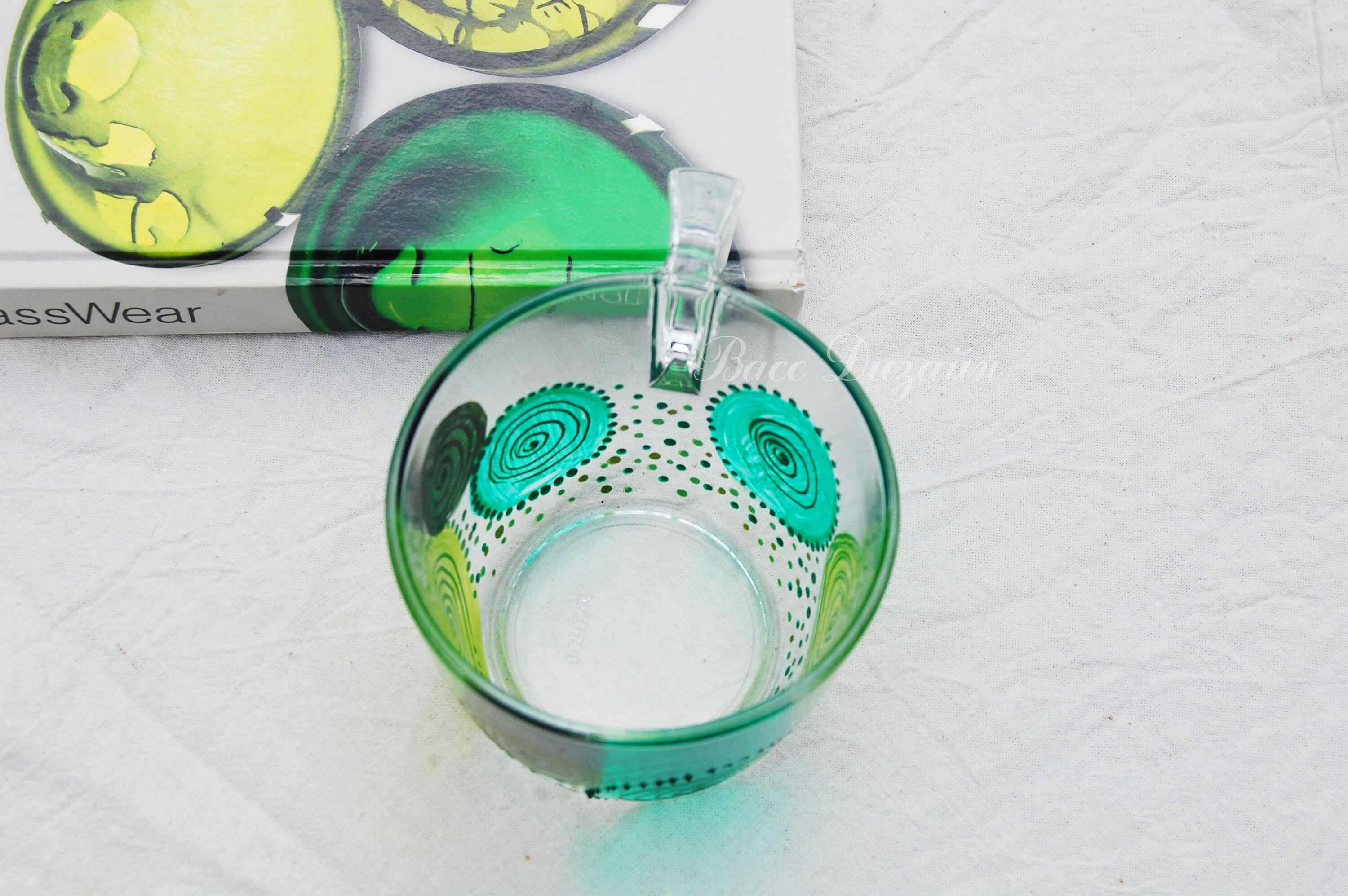 Green Glass Cup, Handpainted Glass, Little Green Cup, Colorful Cup ...