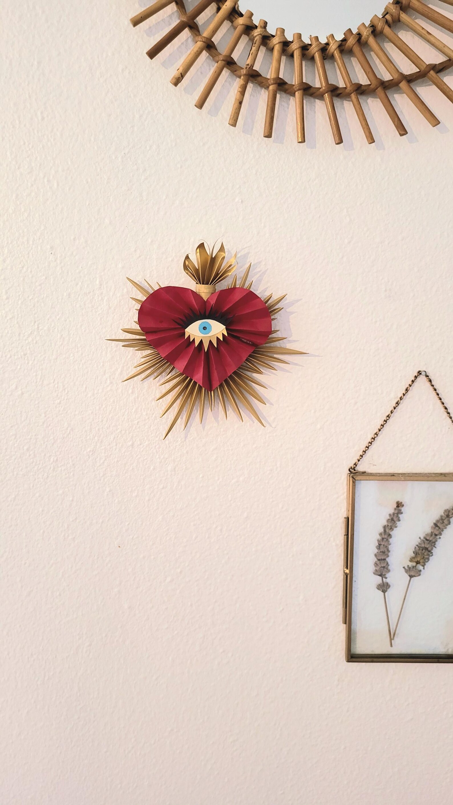 Paper Ex-voto, Radiant Sacred Heart in Origami, Mexican Wall Decoration ...