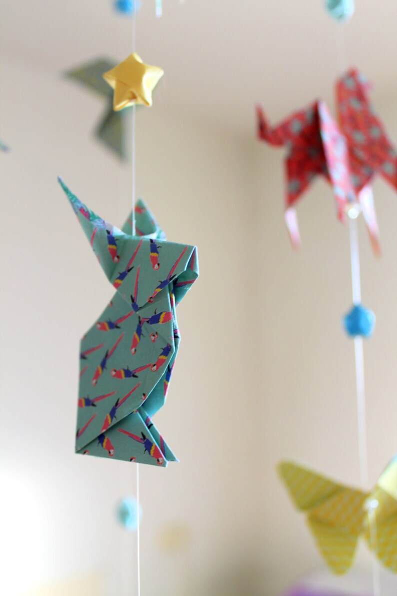 Origami Mobile Baby Animals and Stars Origami Pastel Colors | Etsy