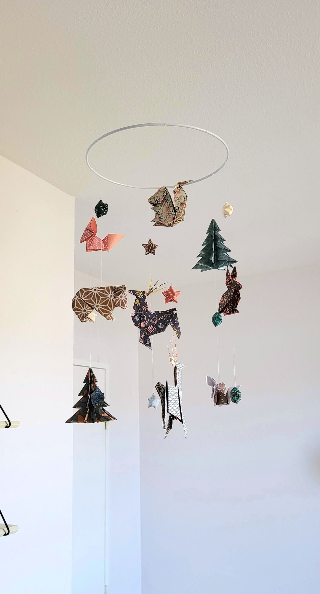 Origami Baby Mobile Woodland Animals, Origami Enchanted Forest Mobile ...