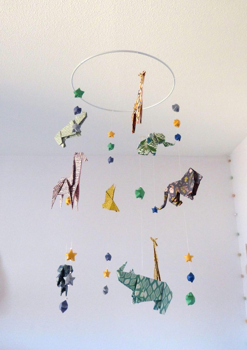 Origami Baby Mobile Animals of the Savannah, Origami Jungle Decor ...