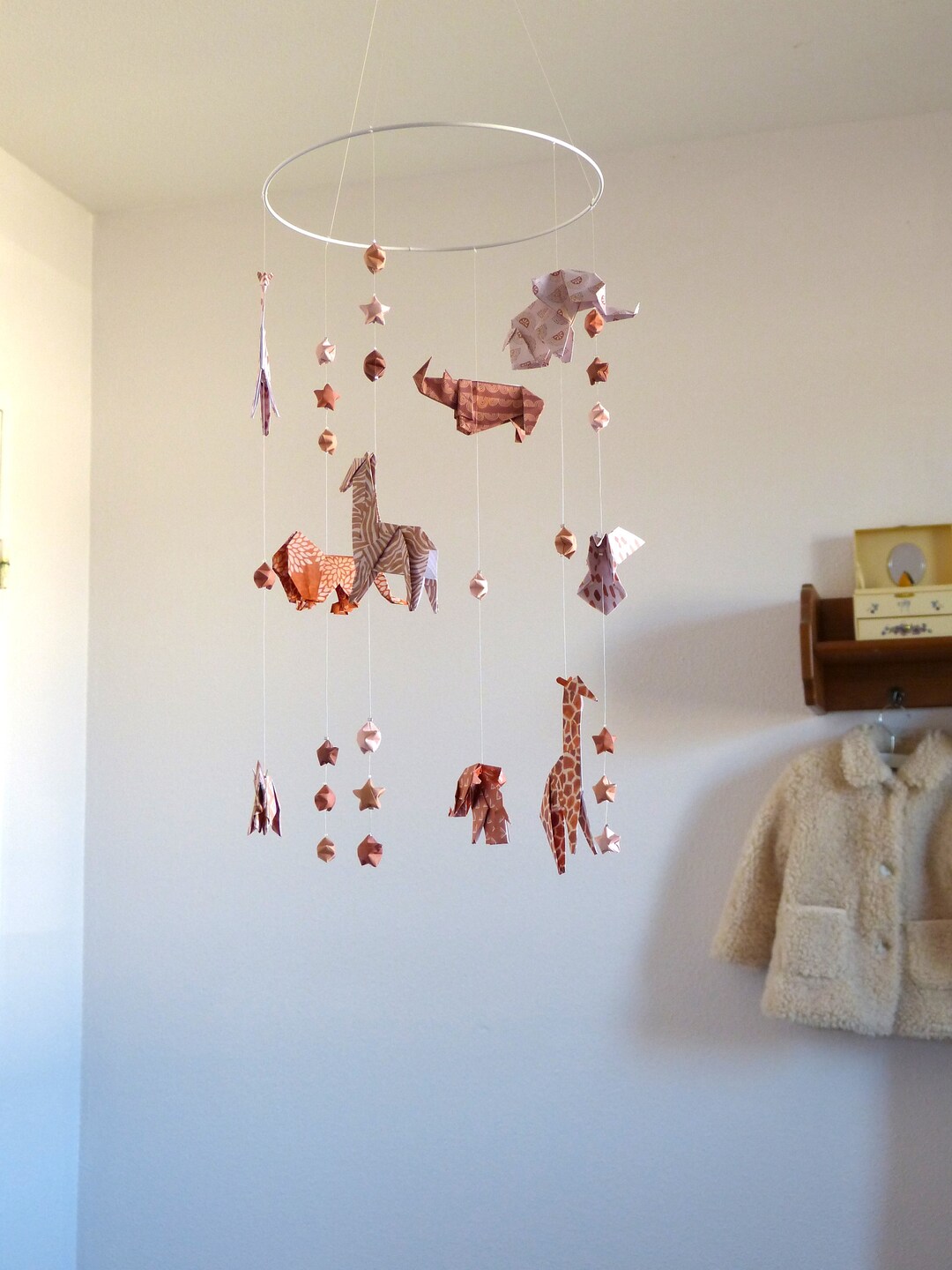 Origami Baby Mobile Animals of the Savannah, Jungle Mobile With Beige ...