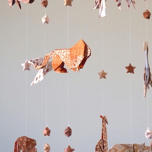 Origami Baby Mobile Animals of the Savannah, Jungle Mobile With Beige ...