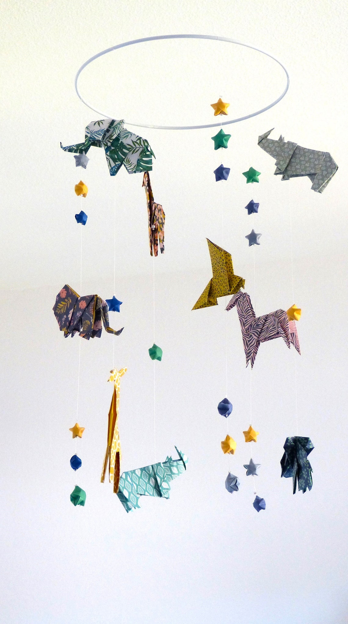 Origami Safari Baby Mobile With Animals of the Savannah, Jungle Mobile ...