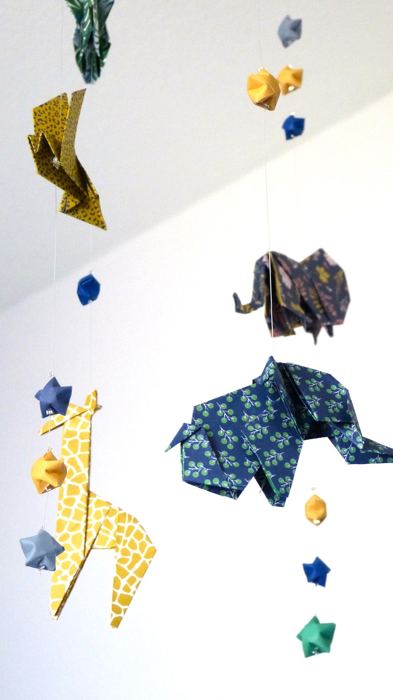 Origami Safari Baby Mobile With Animals of the Savannah, Jungle Mobile ...
