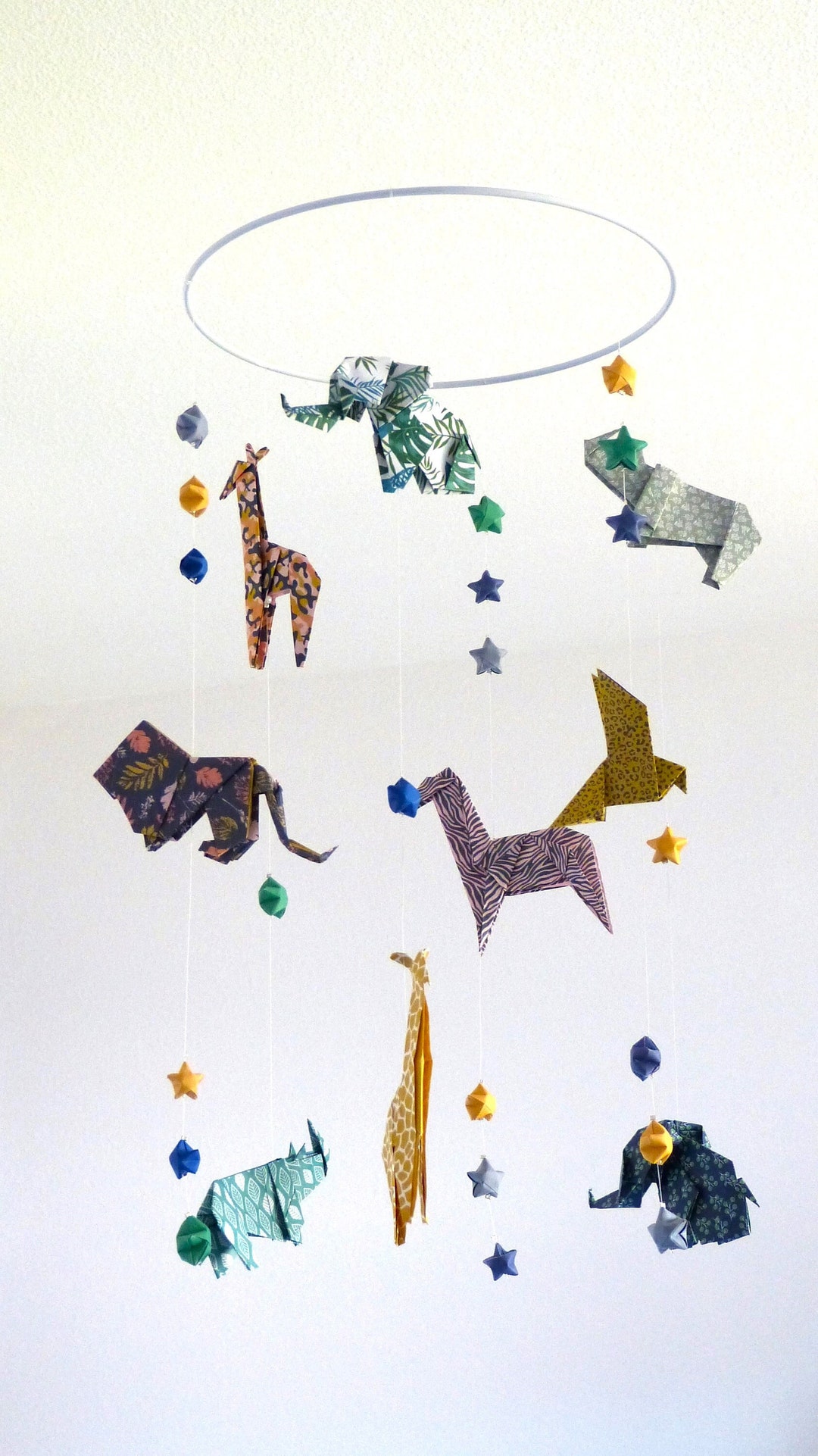 Origami Safari Baby Mobile With Animals of the Savannah, Jungle Mobile ...