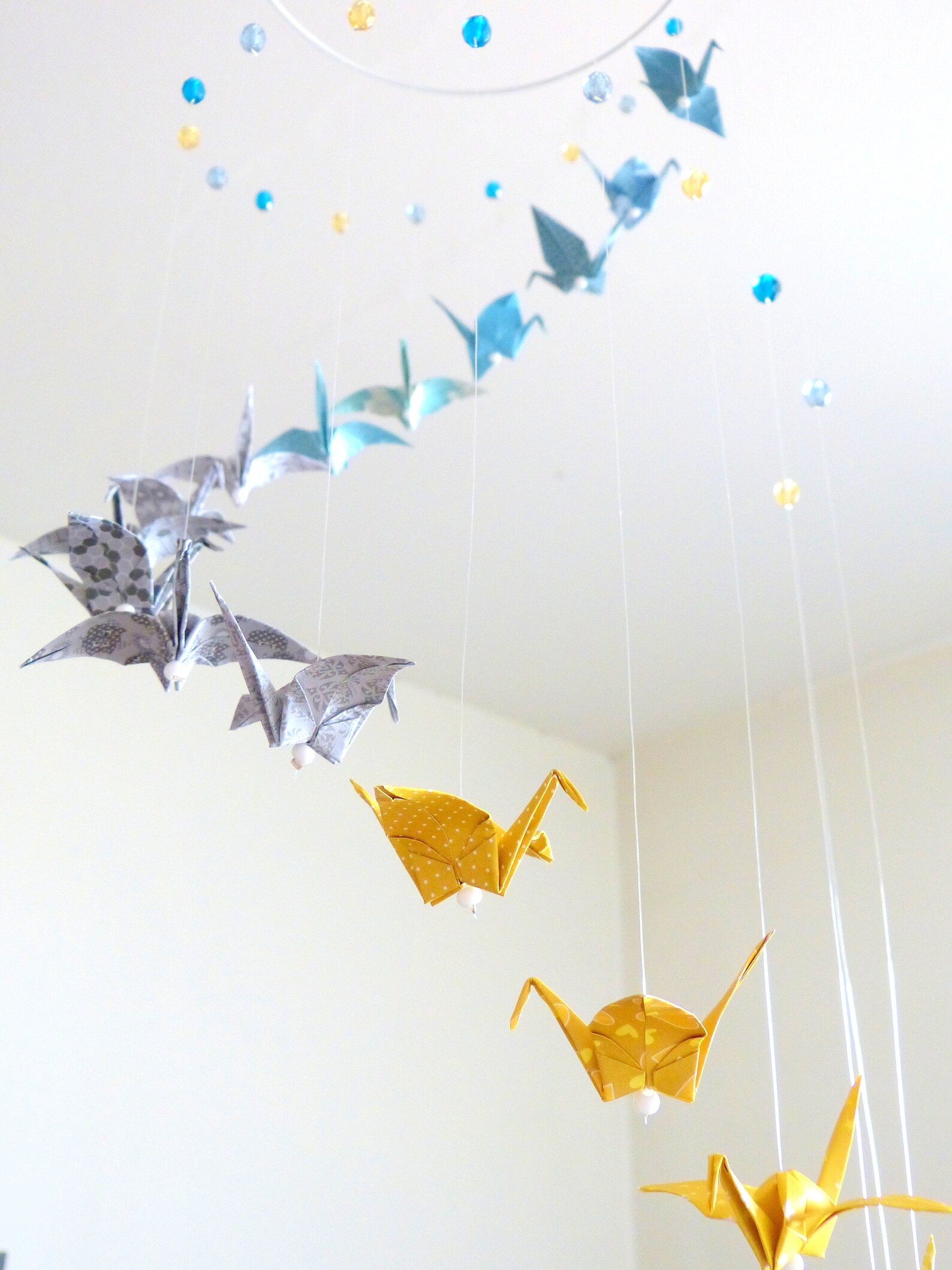 Origami Baby Mobile Spiral Paper Crane Mobile Origami Mobile - Etsy