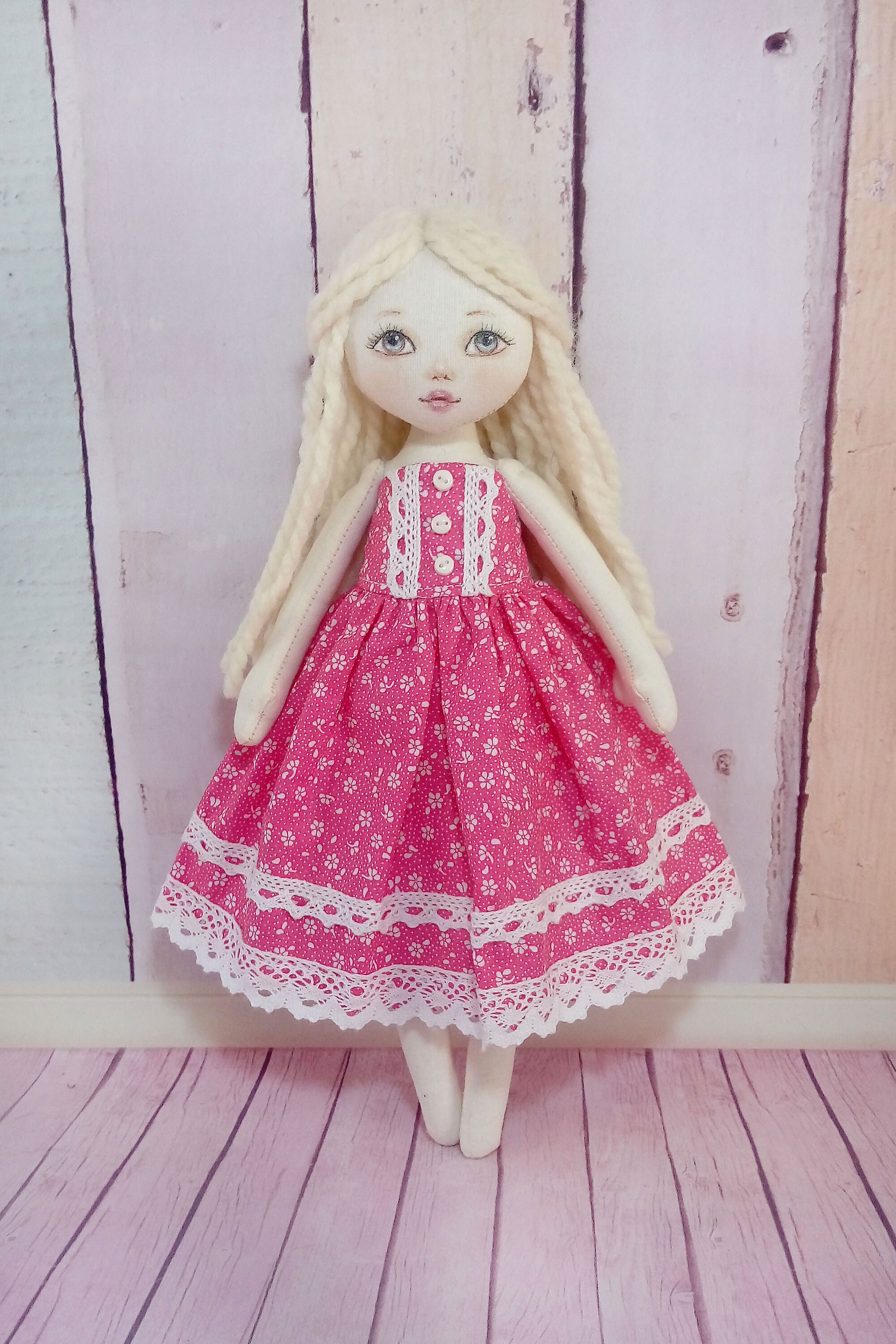 Small Soft Doll With Long Hair Textile Doll Tilda Doll Rag - Etsy