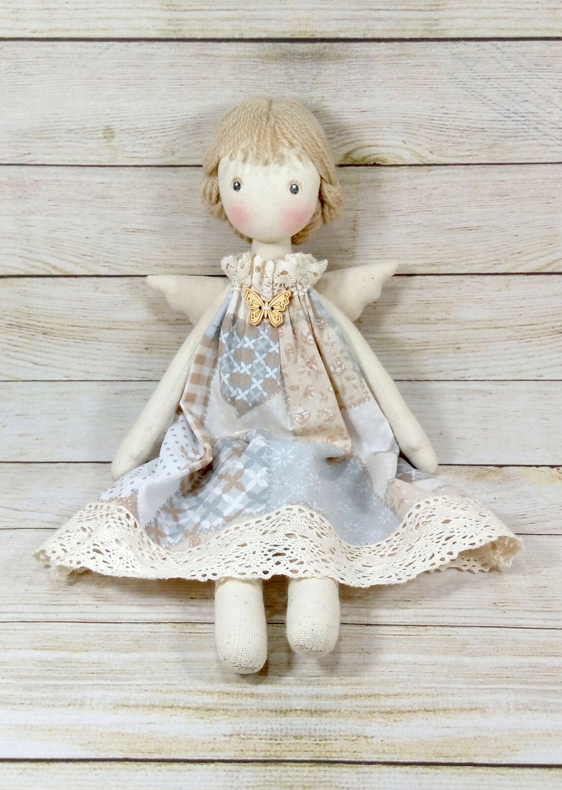 White rag doll angel Christmas textile doll fairy Rag doll | Etsy