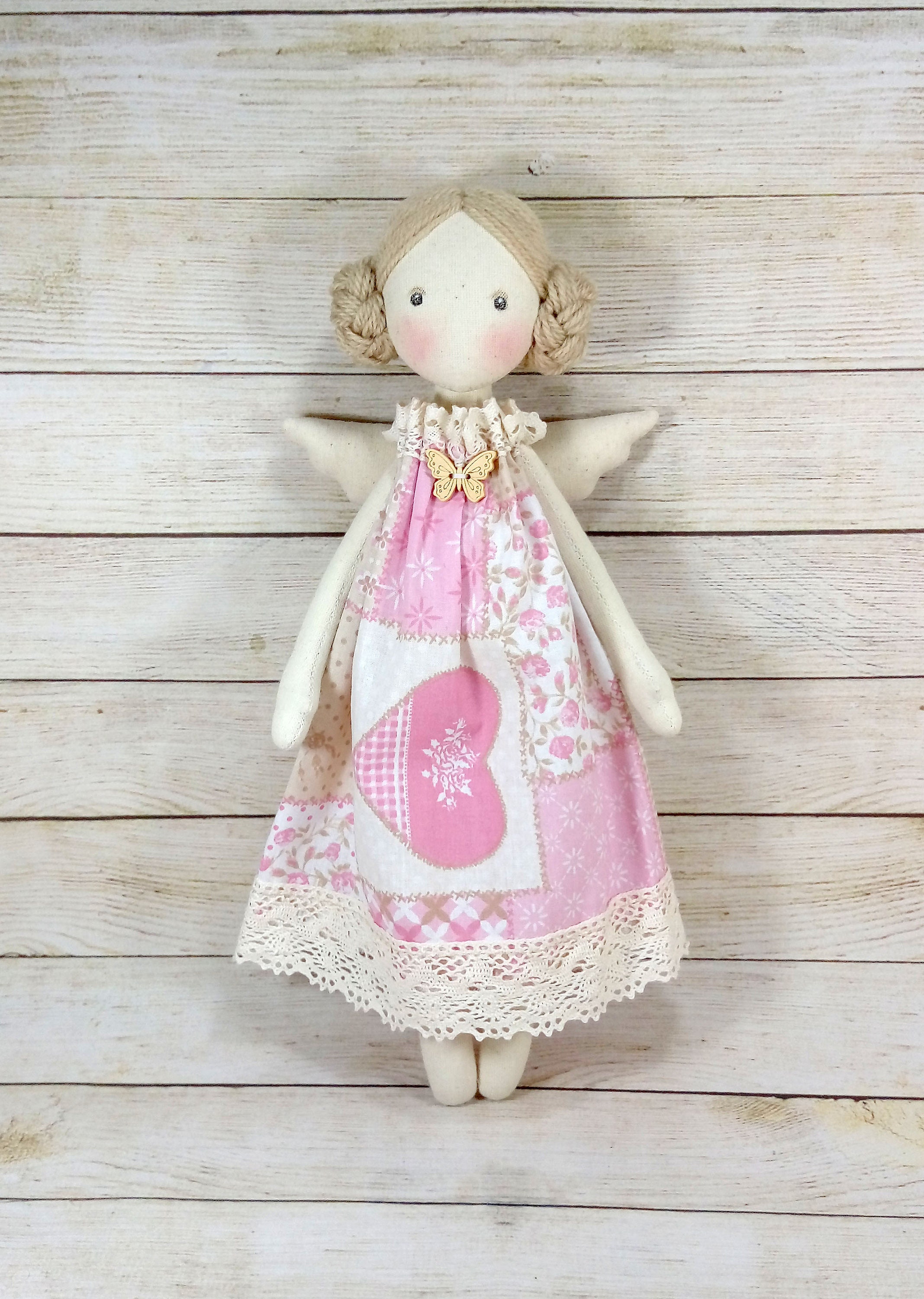 White rag doll angel Christmas textile doll fairy Rag doll | Etsy