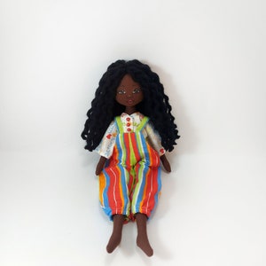 African Rag Doll 14" in Overalls, Soft Doll, Textile Doll, Rag Doll - Etsy