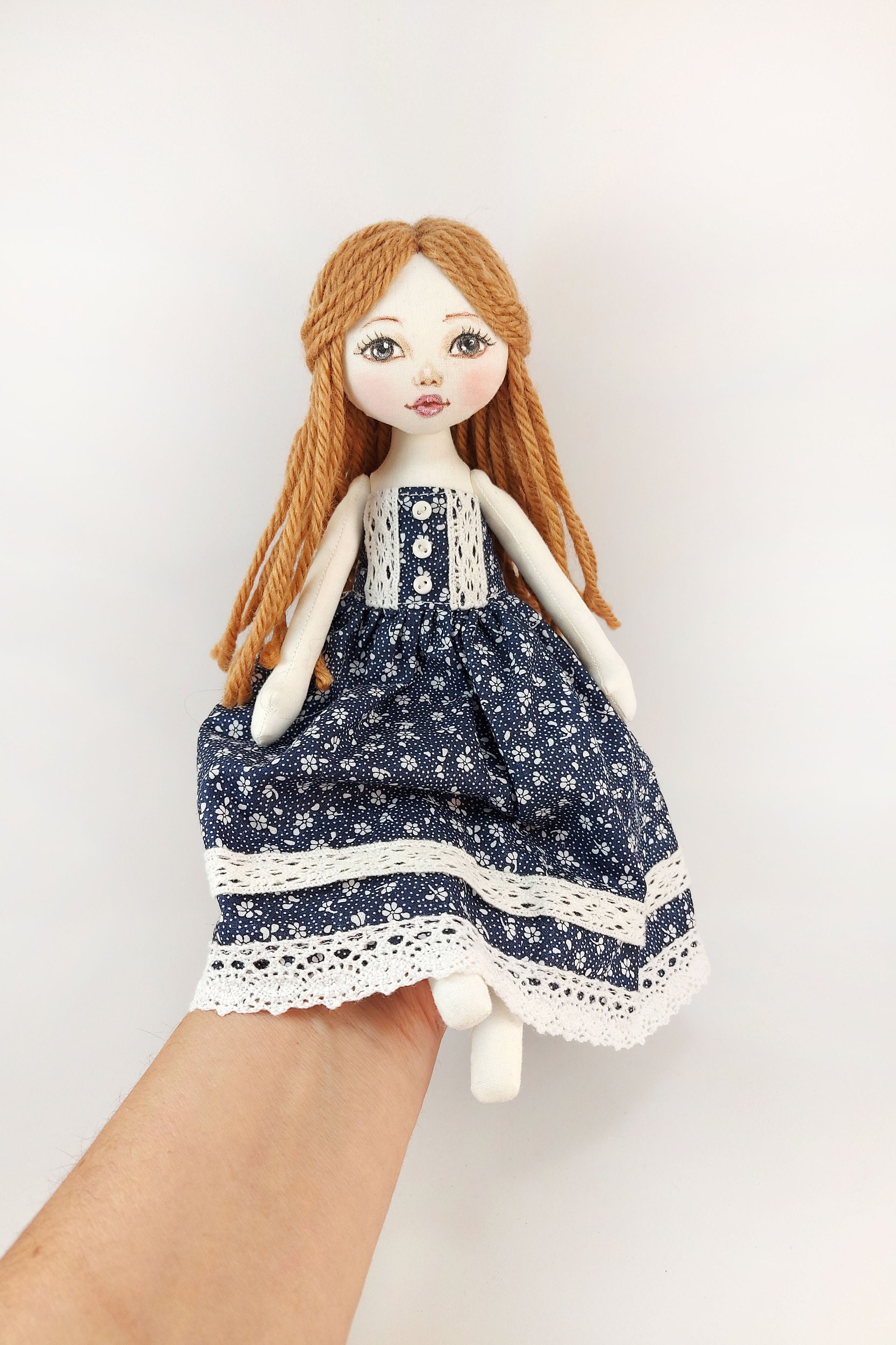 Small Soft Doll With Long Hair Textile Doll Tilda Doll Rag - Etsy