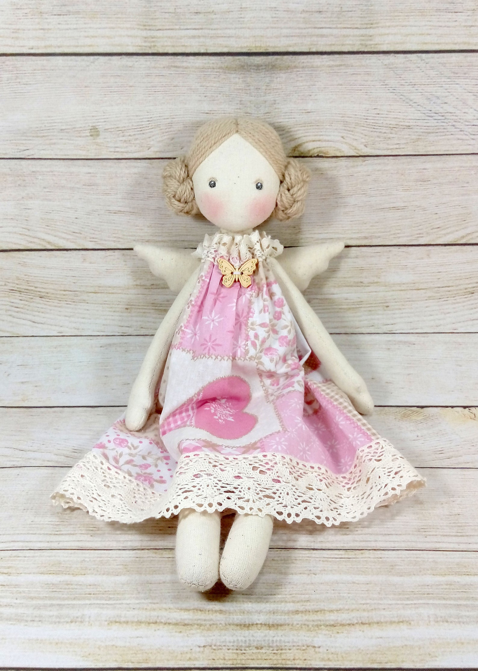 White rag doll angel Christmas textile doll fairy Rag doll | Etsy