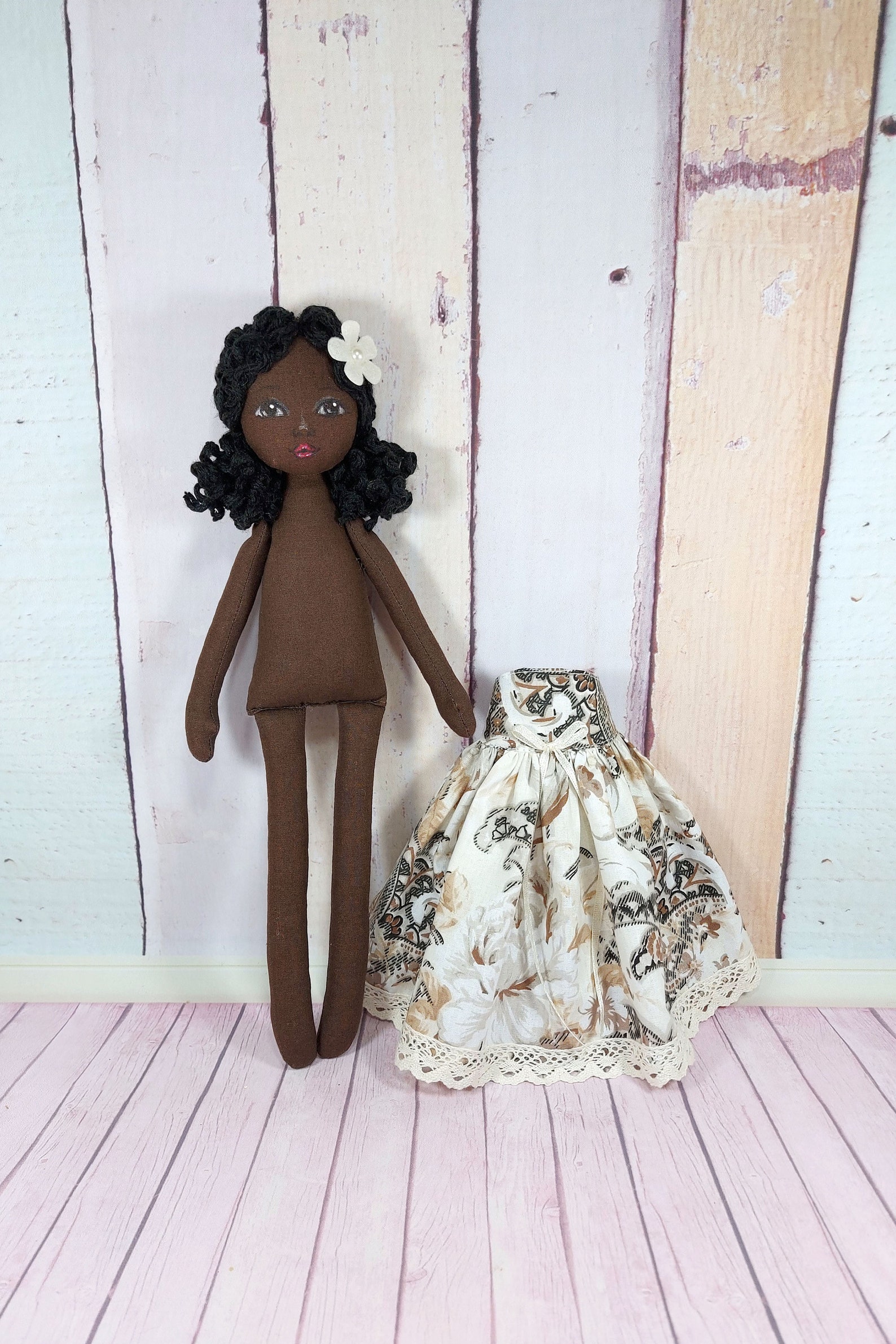 Black Rag Doll 13 Handmade Textile Doll | Etsy