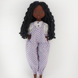 African Rag Doll 14 in Overalls Soft Doll Textile - Etsy