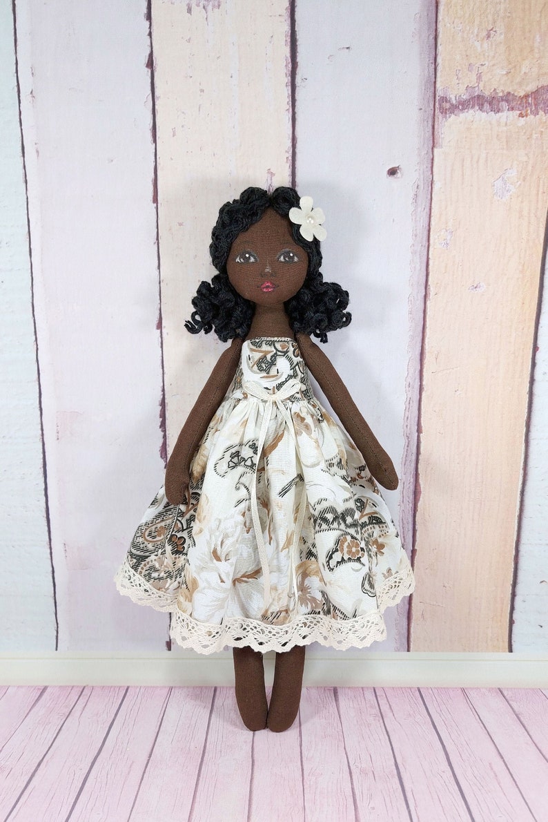 Black Rag Doll 13 Handmade Textile Doll | Etsy