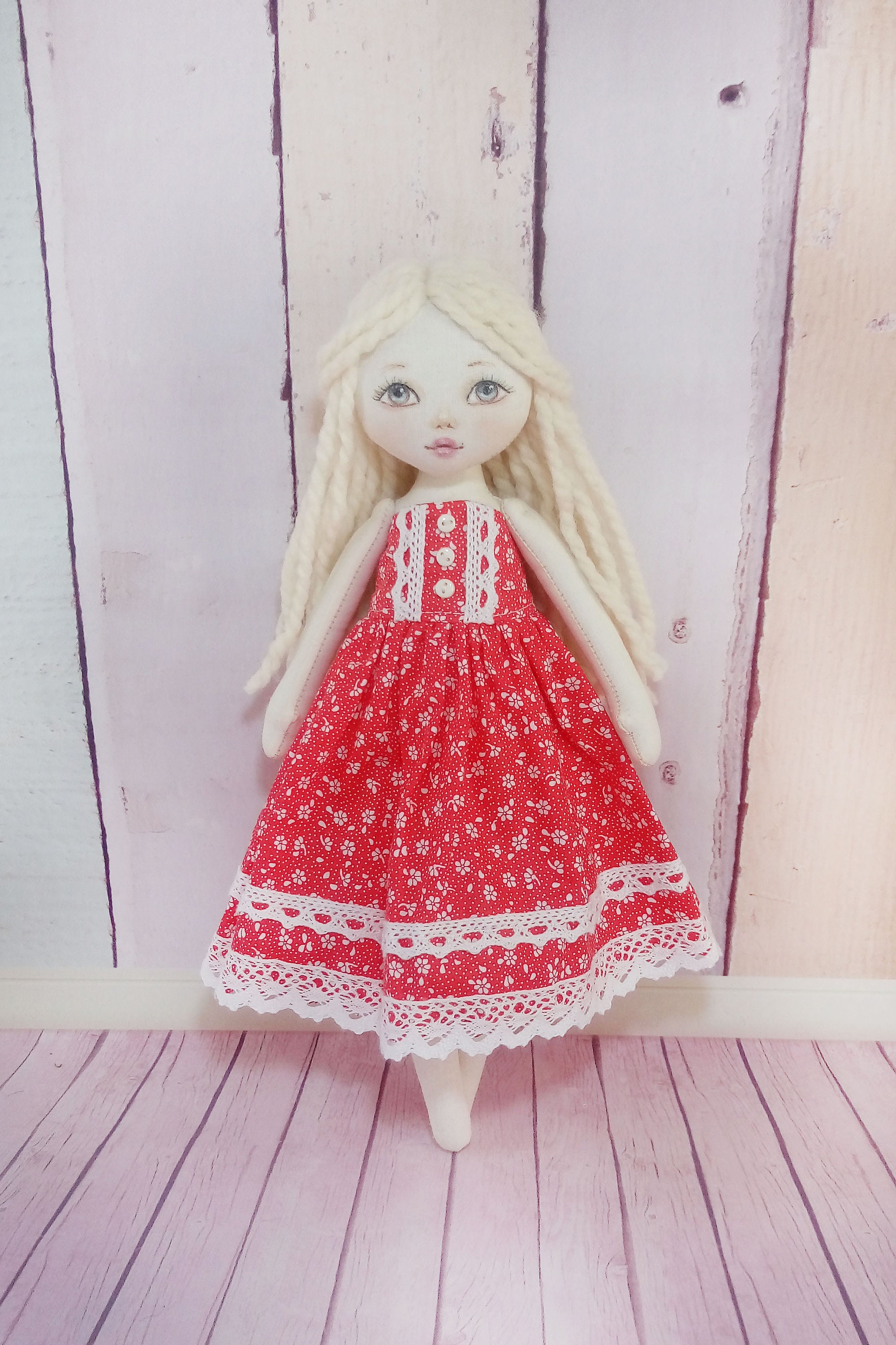 Small Soft Doll With Long Hair Textile Doll Tilda Doll Rag - Etsy