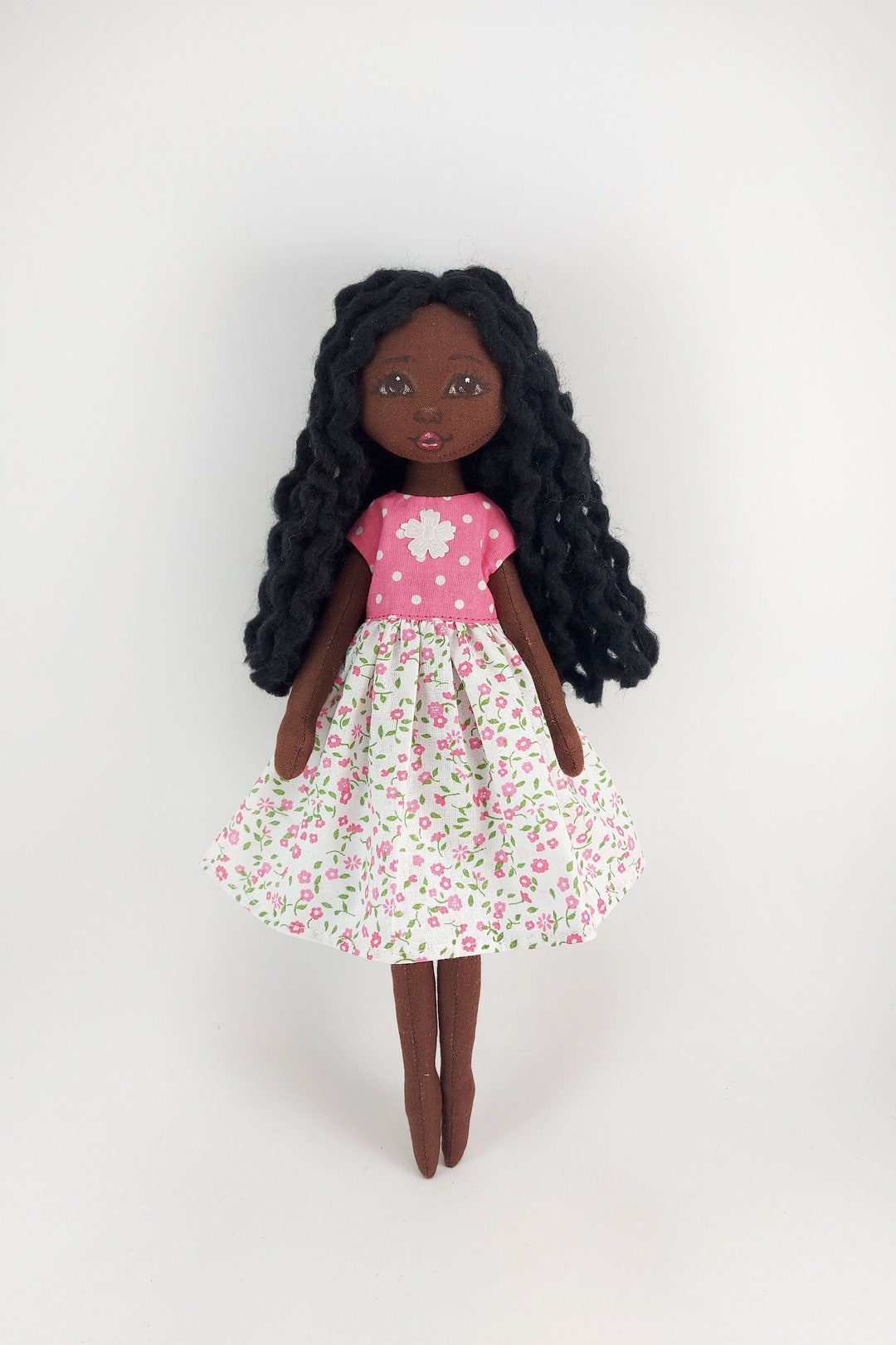 Black Small Rag Doll 14", Soft Doll, Textile Doll, Rag Doll - Etsy