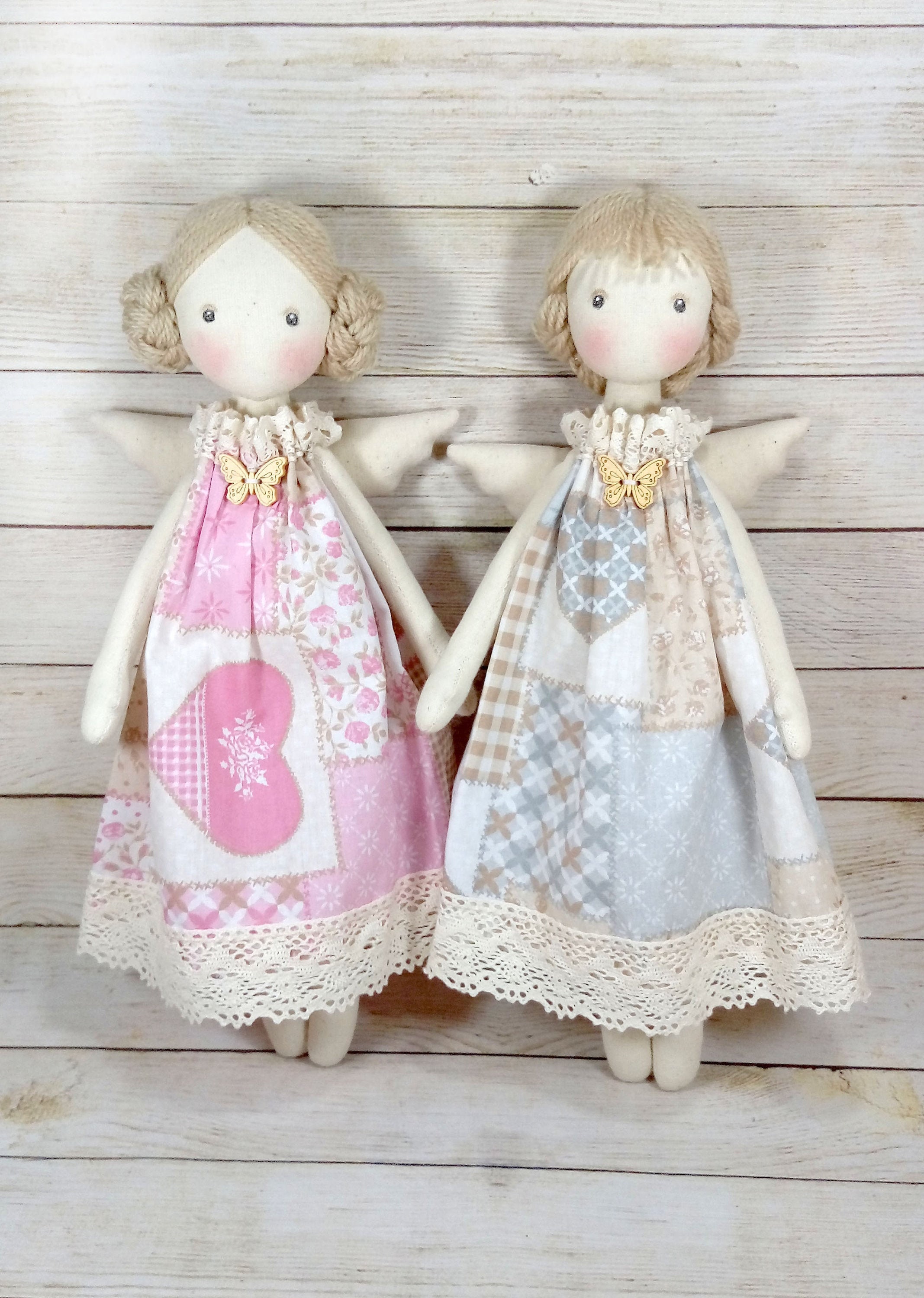 White rag doll angel Christmas textile doll fairy Rag doll | Etsy