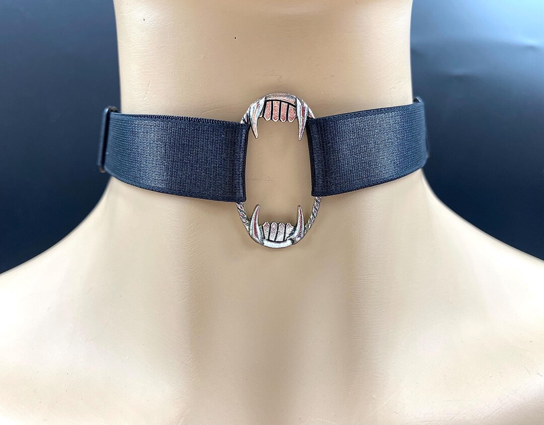 Gothic Black Vampire Choker | Dark Lolita Bondage Collar | Fetish Style ...