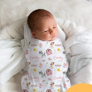 Pink Farm Swaddle Custom Baby Swaddle Newborn Girl Swaddle - Etsy