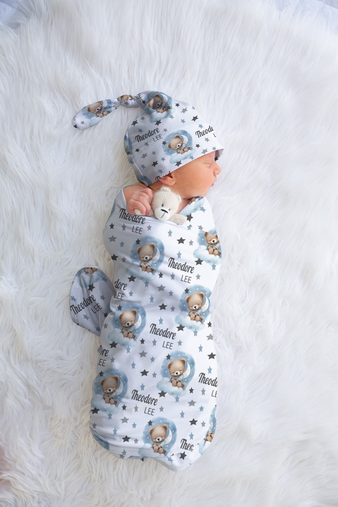 Teddy Bear Swaddle, Newborn Swaddle, Baby Essentials, Personalized Swaddle, Bear Nursery, Bear ...