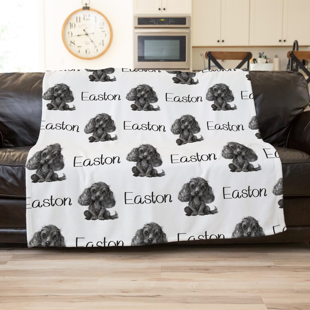 Cocker Spaniel Blanket, Personalized Dog Blanket, Black Cocker Spaniel ...