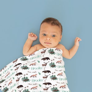 Woodland Swaddle, Infant Blanket, Bear Swaddle Blanket, Baby Boy ...