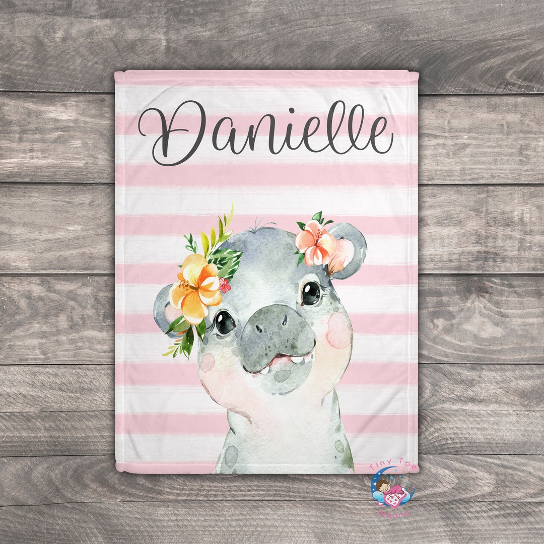 Hippo Baby Blanket, Custom Baby Blanket, Unique Baby Gift, Baby Bedding ...