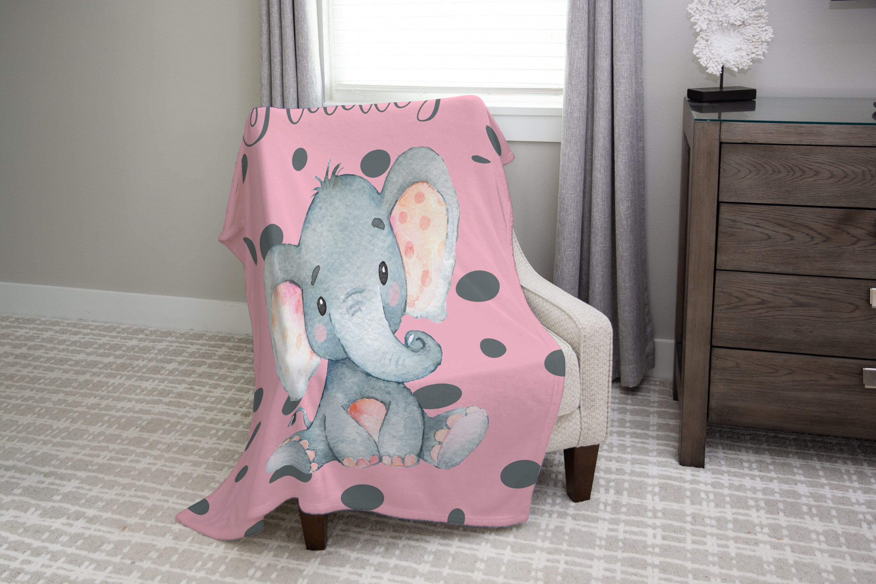 Elephant Blanket Custom Name Baby Blanket Elephant Baby - Etsy