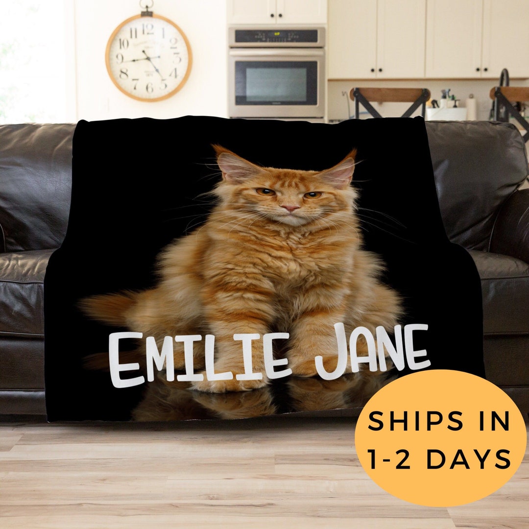 Cat Fleece Throw Blanket Cat Blanket Sherpa Personalized Cat - Etsy