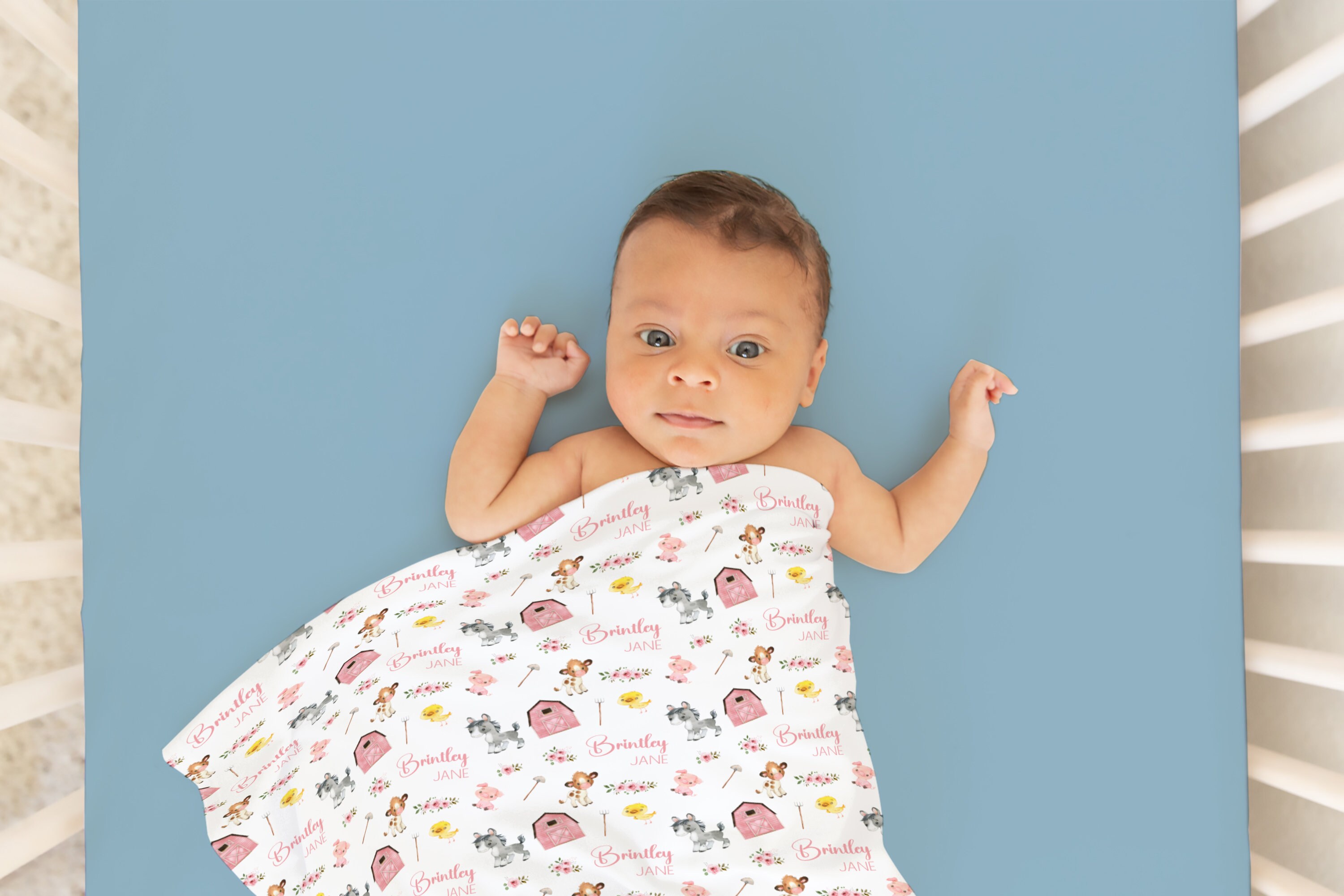 Pink Farm Swaddle Custom Baby Swaddle Newborn Girl Swaddle - Etsy