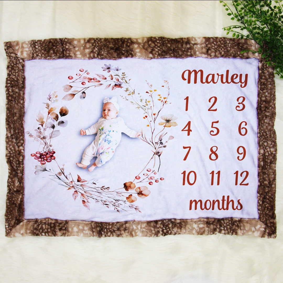 Wildflower Milestone Blanket, Custom Milestone Blanket, Wildflower Baby ...