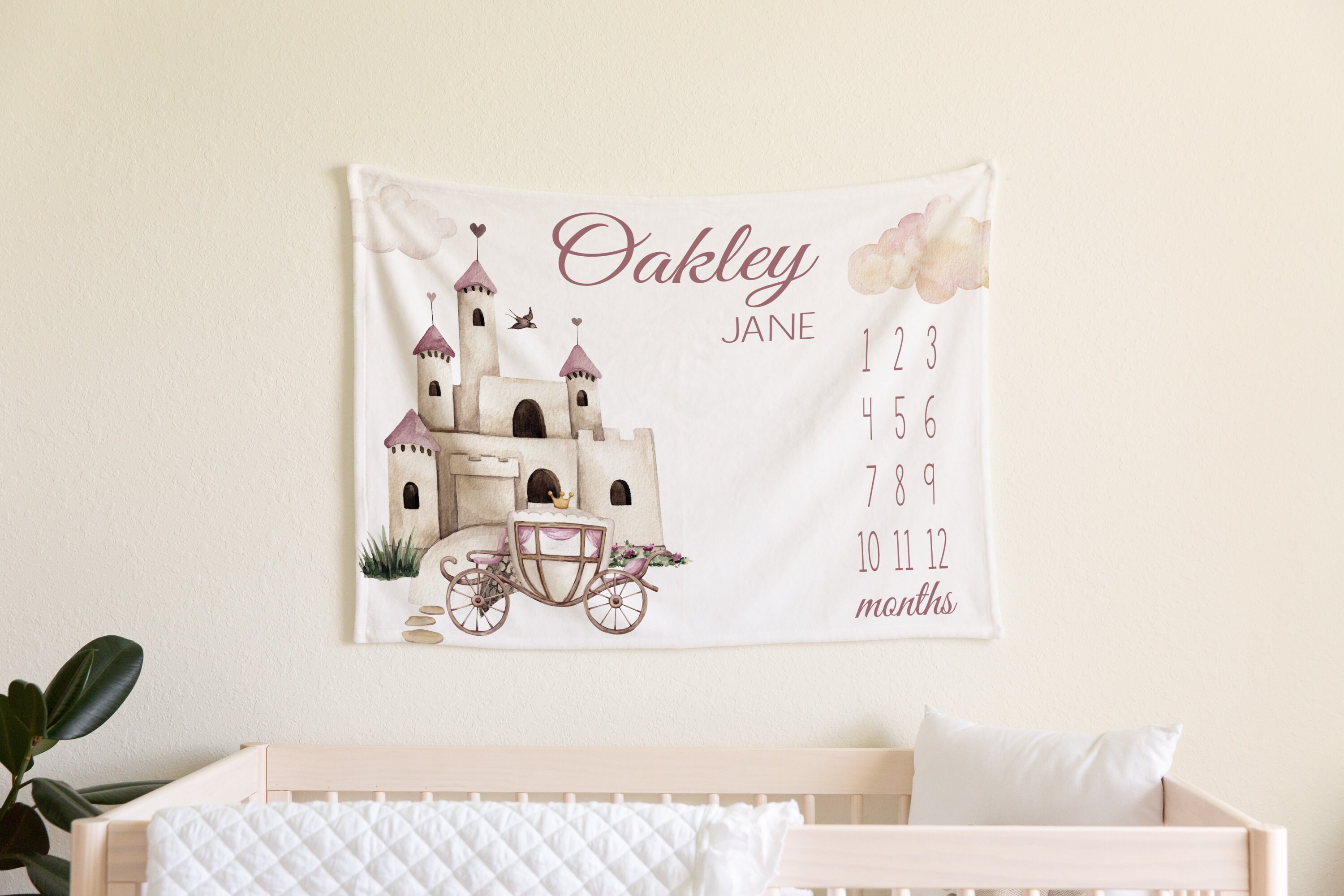 Castle Milestone Blanket Custom Milestone Baby Girl Blanket - Etsy