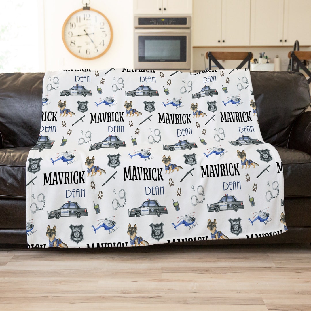 Police Blanket, Personalized Policeman Baby Blanket, Custom Cop Blanket ...