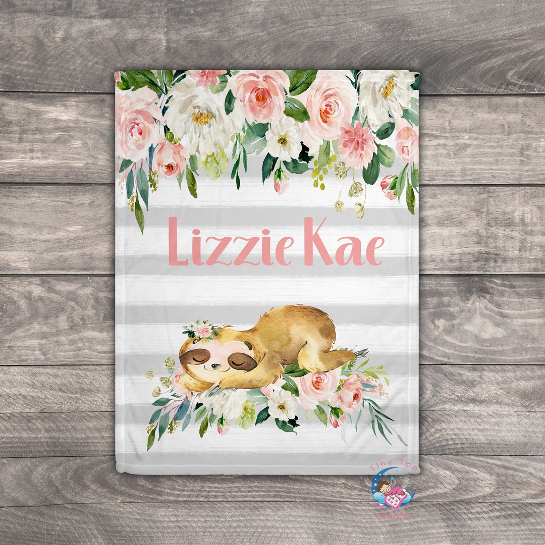 Sloth Baby Blanket, Receiving Blanket, Custom Toddler Blanket, Child ...