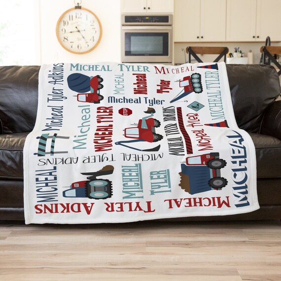 Construction Blanket Personalized Blanket For Kids Baby | Etsy