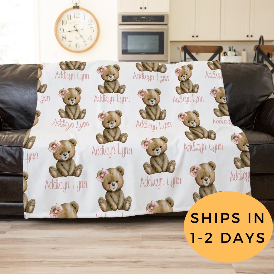 Bear Blanket, Personalized Teddy Bear Baby Blanket, Custom Bear Blanket ...