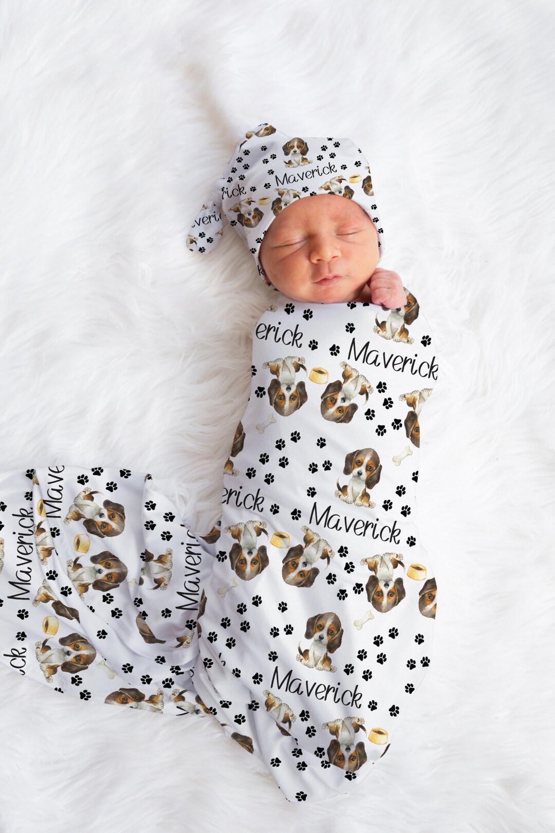 Beagle Swaddle Blanket Personalized, Custom Dog Swaddle Blanket, Dog ...