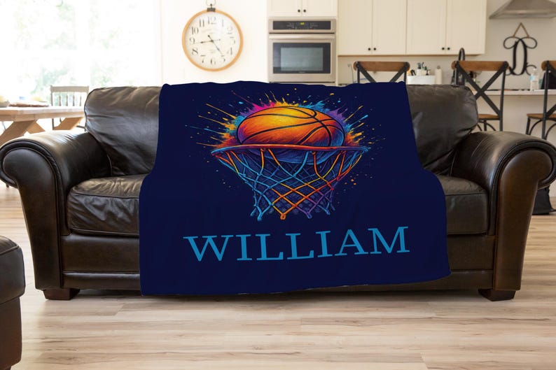 Personalized Basketball Drip Blanket – Custom Name Sports Throw With ...