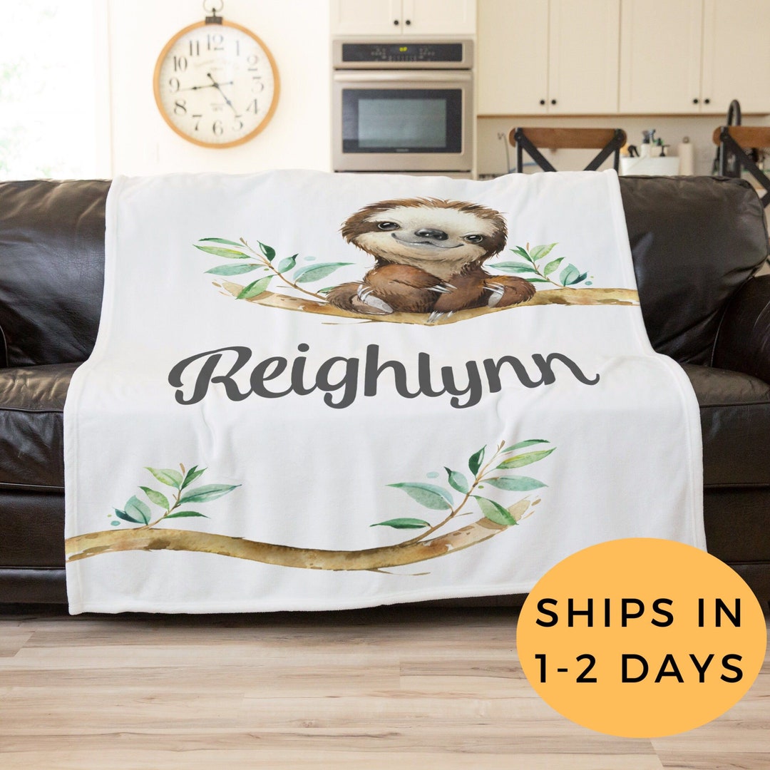 Sloth Blanket Personalized, Custom Sloth Baby Blanket, Sloth Baby ...