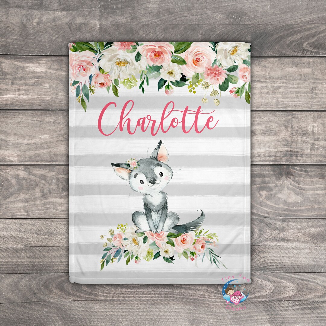 Baby Blankets Personalized - Baby Wolf Blanket - Baby Girl Blanket ...