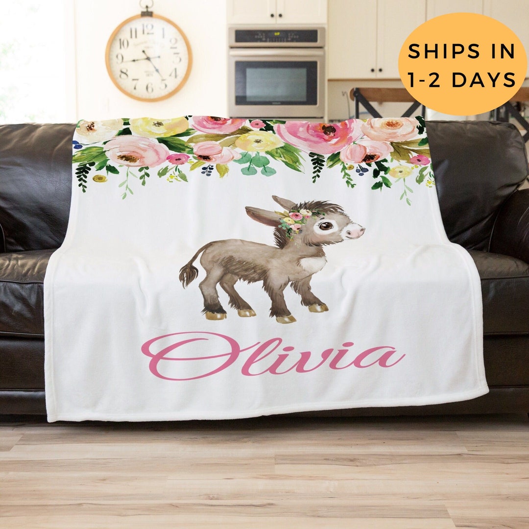 Donkey, Donkey Gifts, Gifts for Donkey Lovers, Custom Name Blanket ...