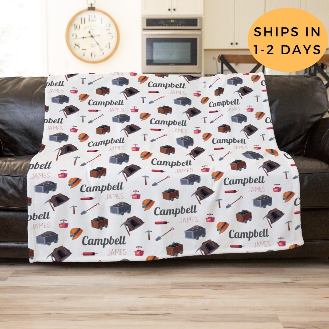 Coal Mine Blanket, Coal Miner Gift, Personalized Coal Mine Baby Blanket ...